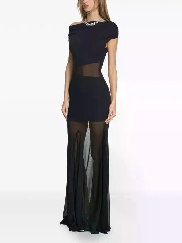 AXEL 113 Noire Semi-sheer Floor-length Dress - Black