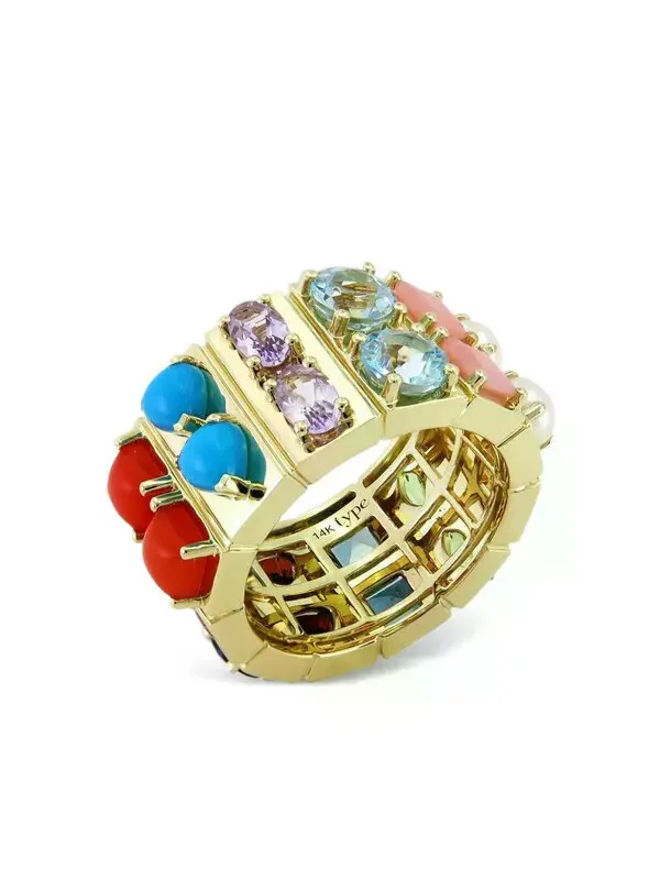 TYPE JEWELRY 14k Yellow Gemstone Cigar Band Ring - Gold