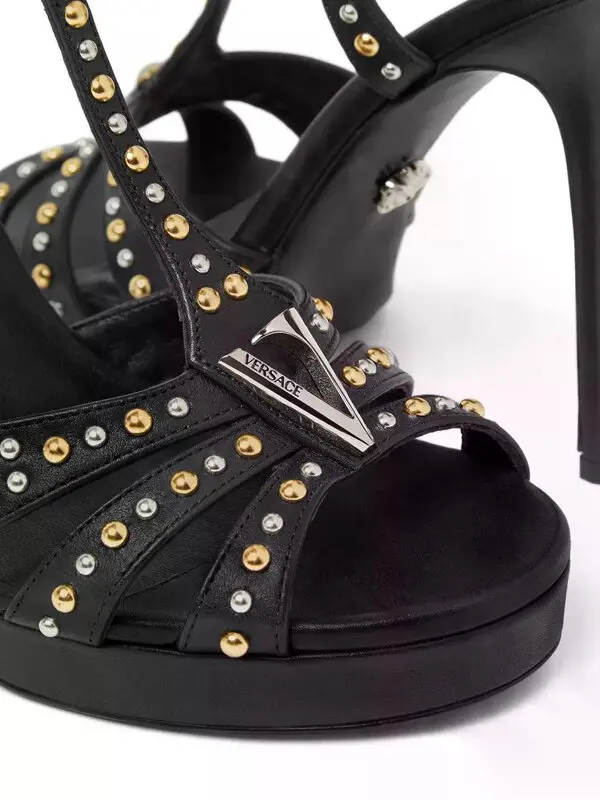 Versace 120mm Leather Sandals - Black