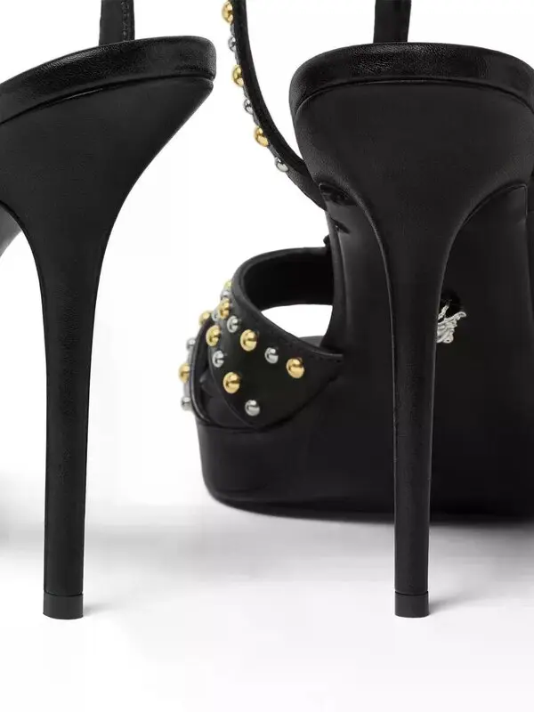 Versace 120mm Leather Sandals - Black