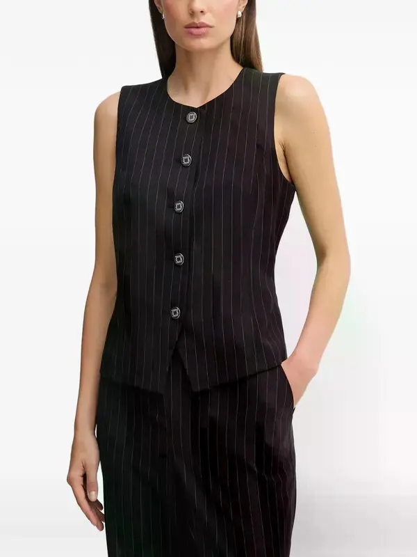 Dkny Pinstripe Sleeveless Buttoned Top