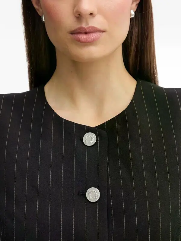Dkny Pinstripe Sleeveless Buttoned Top