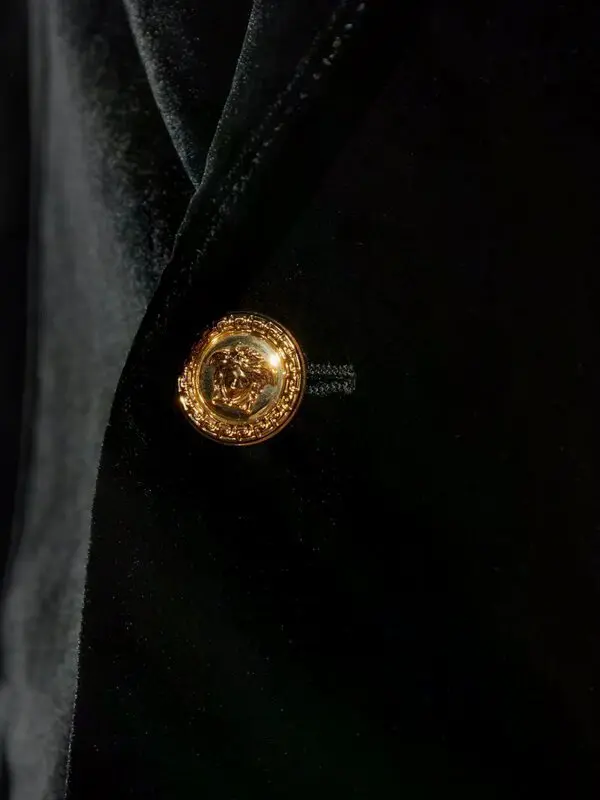 Versace Medusa Button Velvet Blazer