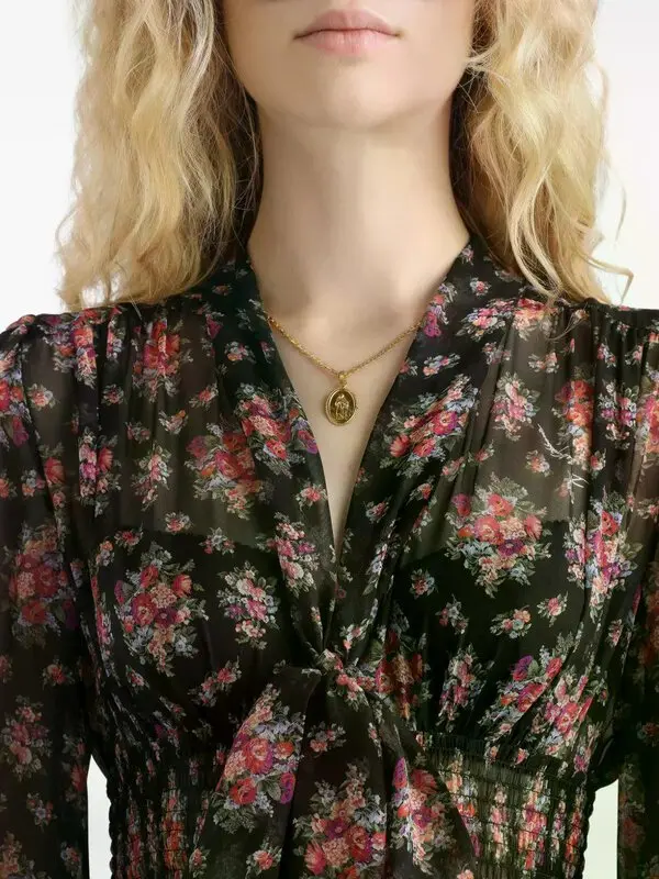 Dolce & Gabbana Floral Long-sleeves Midi Dress - Black
