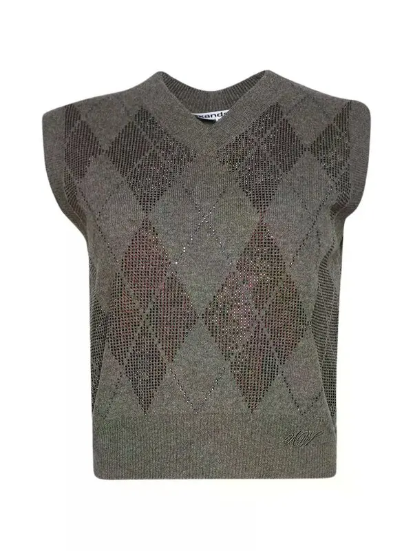 Alexander Wang Argyle V-neck Vest - Brown