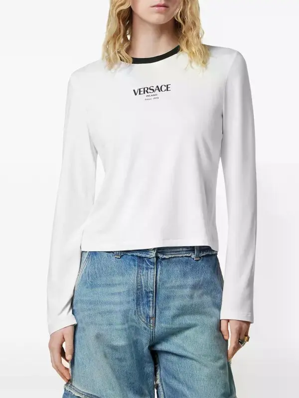 Versace Stretch Viscose-jersey T-shirt With Logo Motif