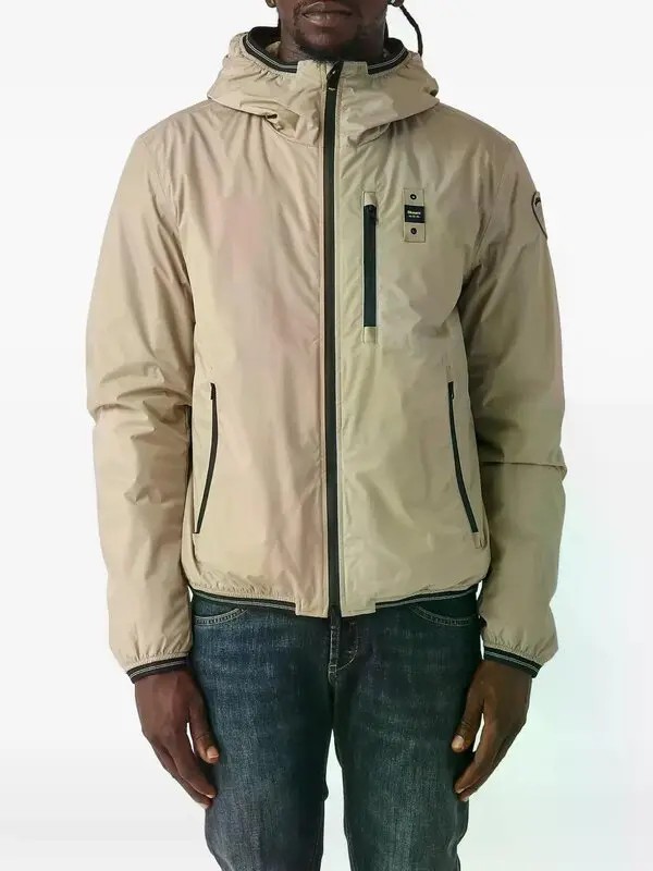 BLAUER. Zip-up Hooded Jacket - Neutrals
