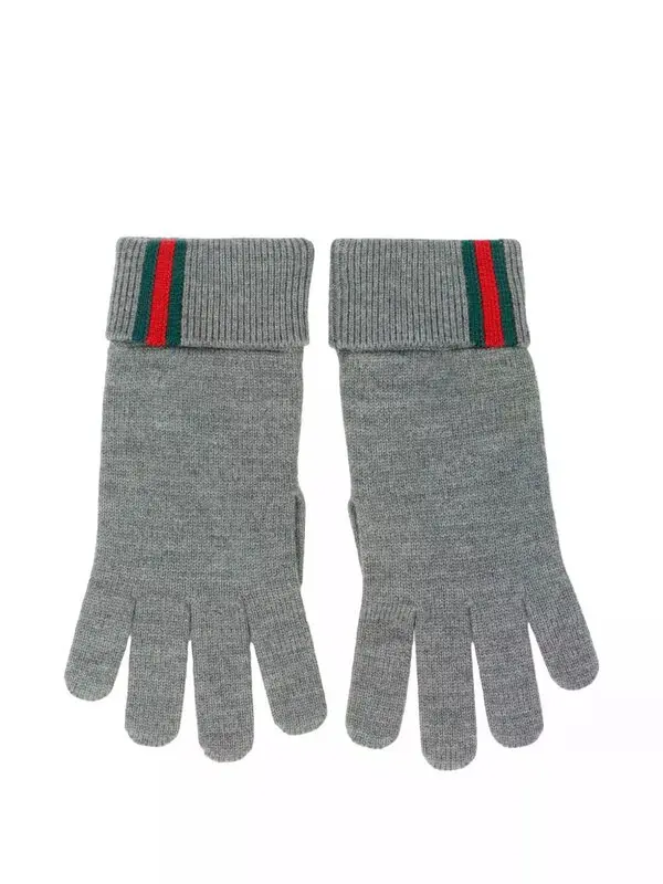 Gucci Web Detail Gloves - Grey