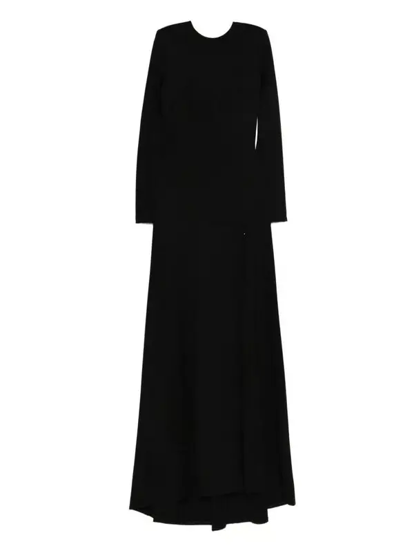MIAU BY CLARA ROTESCU Long-sleeve Slit Maxi Dress - Black