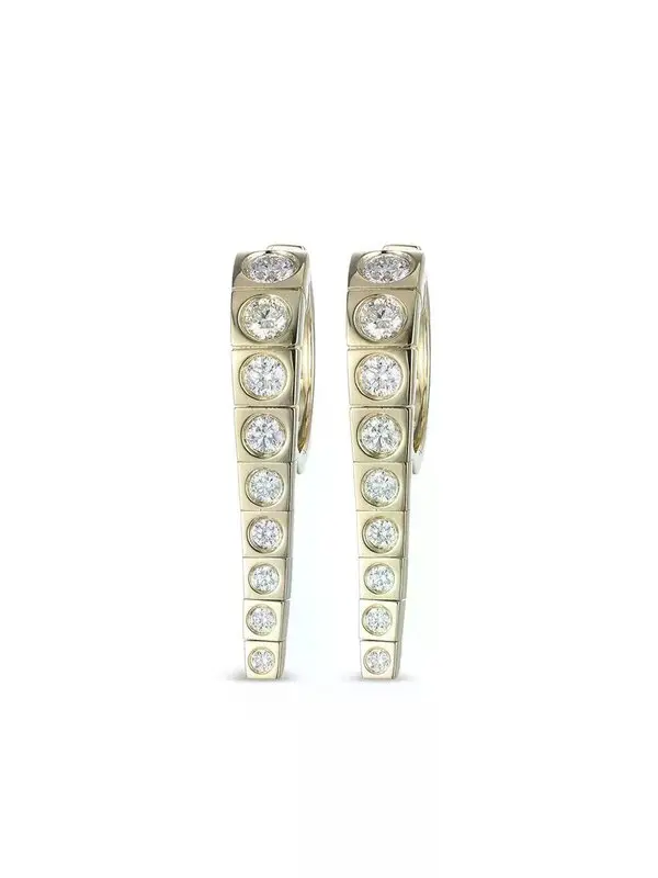 TYPE JEWELRY 14k Yellow Diamond Hoop Earrings - Gold