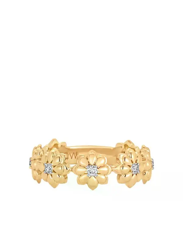 Sara Weinstock 18k Yellow Diamond Flower Lierre Ring - Gold