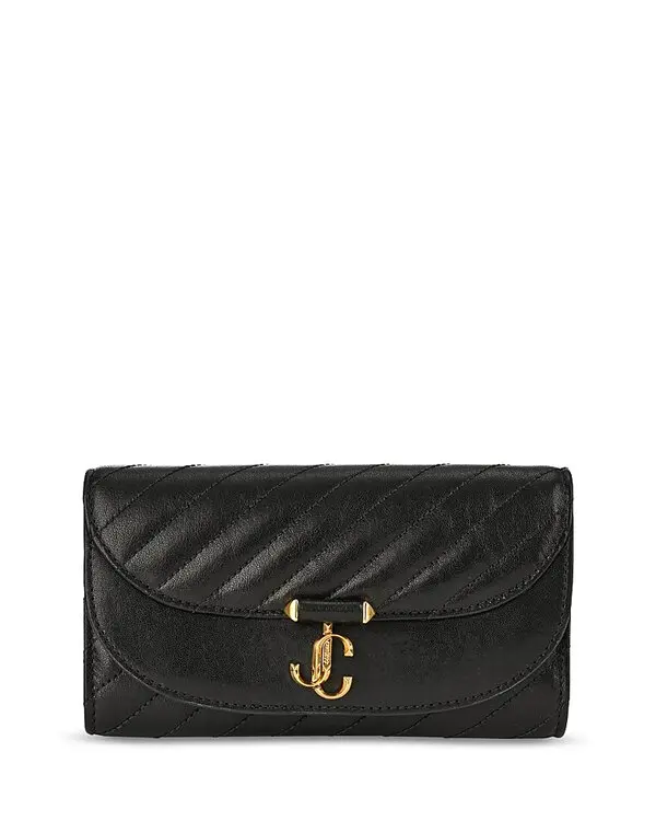 JIMMY CHOO Avenue Curve Leather Wallet On Chain - Black/shiny Gold