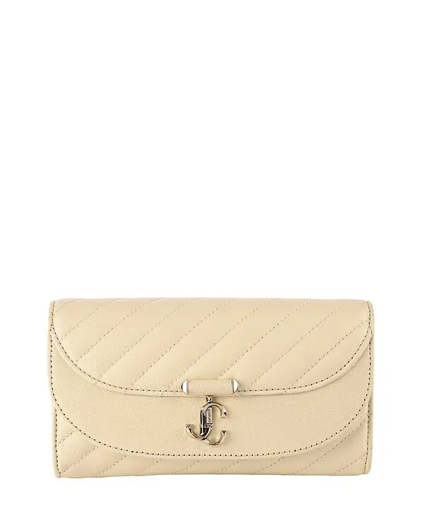 JIMMY CHOO Avenue Curve Leather Wallet On Chain - Chai