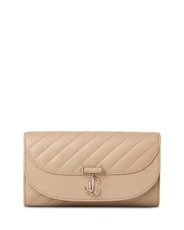 JIMMY CHOO Avenue Curve Leather Wallet On Chain - Chai