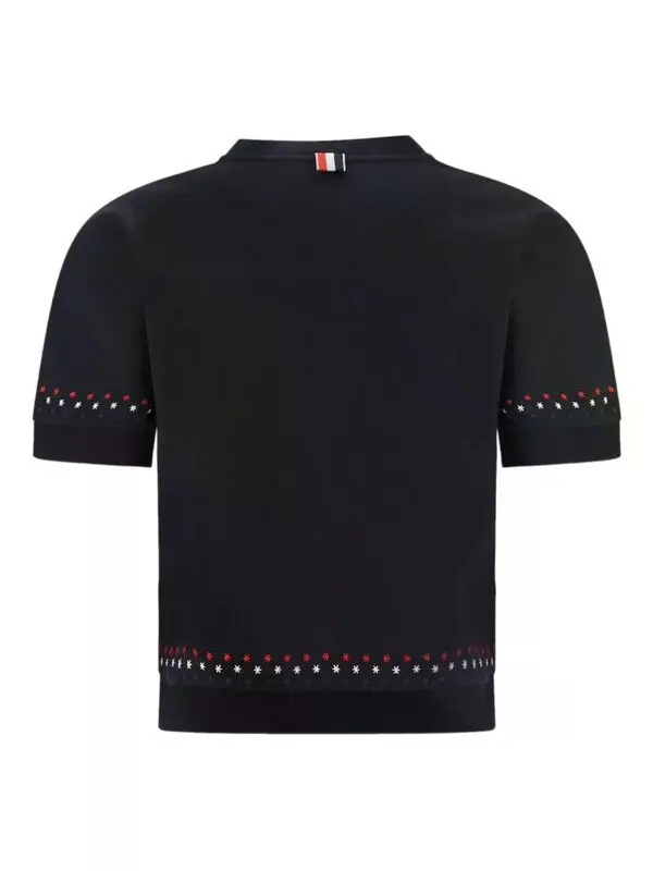 Thom Browne Snowflake-embroidered Crew-neck T-shirt - Black