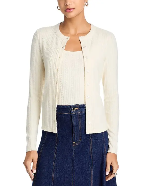 Veronica Beard Lira Crewneck Cardigan - Ecru