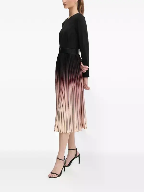 Dkny Pleated Belted Midi Dress
