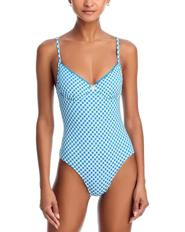 Solid & Striped The Taylor One Piece Swimsuit - Cosmic Blue Gingham