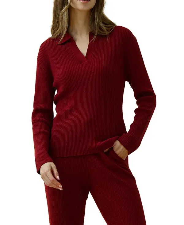 KIP Merino Cashmere Lounge Sweater - Crimson