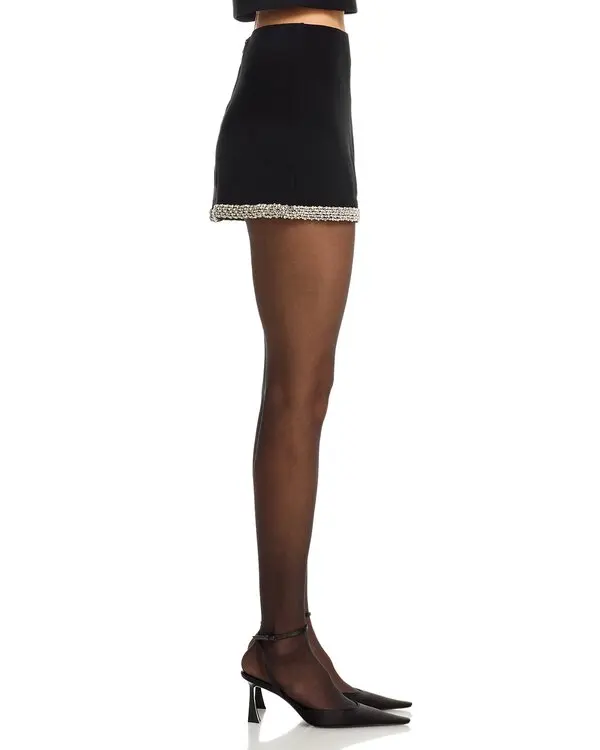 Alice + Olivia Rubi Embellished Trim Mini Skirt - Black