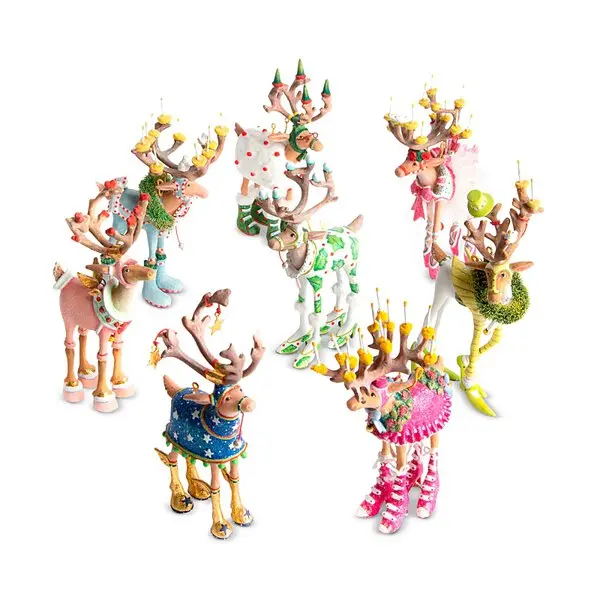 MACKENZIE-CHILDS Patience Brewster Dash Away Reindeer Mini Ornaments, Set Of 8 - No Color