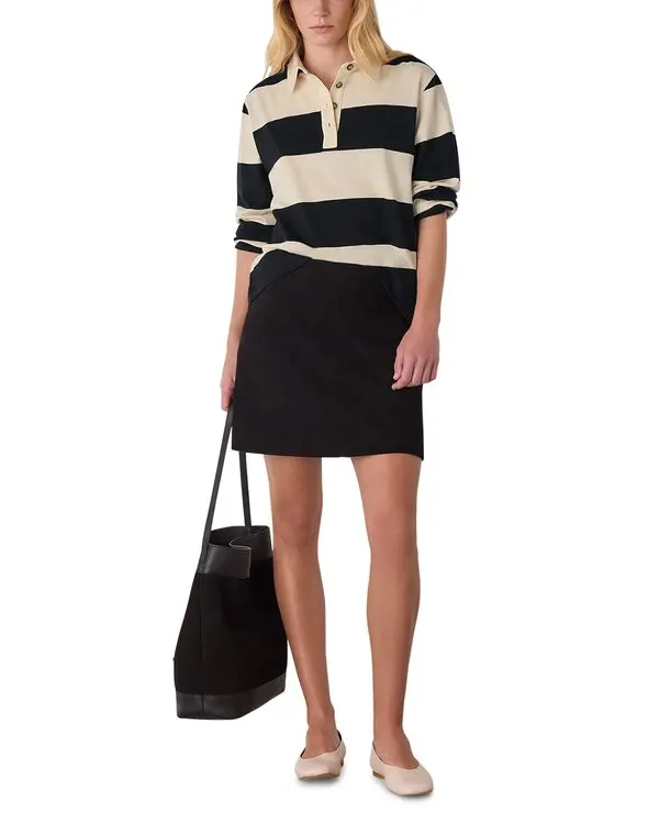 Whistles Striped Long Sleeve Polo Shirt