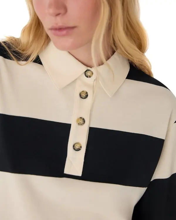 Whistles Striped Long Sleeve Polo Shirt