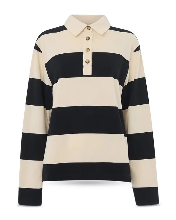 Whistles Striped Long Sleeve Polo Shirt