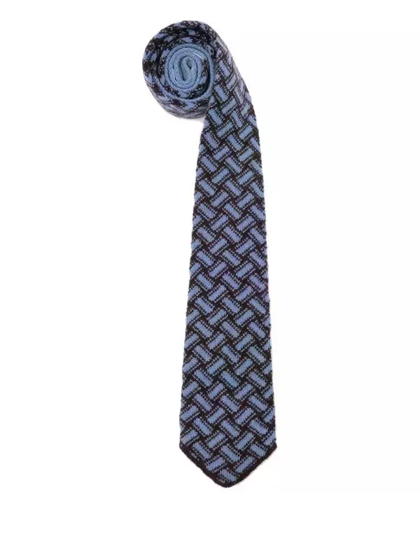 DRUMOHR Geometric-pattern Cashmere Neck Tie - Blue