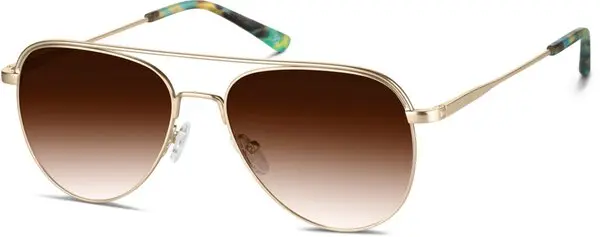 Zenni Aviator Sunglasses With Stainless Steel Full Rim Frame - Gold