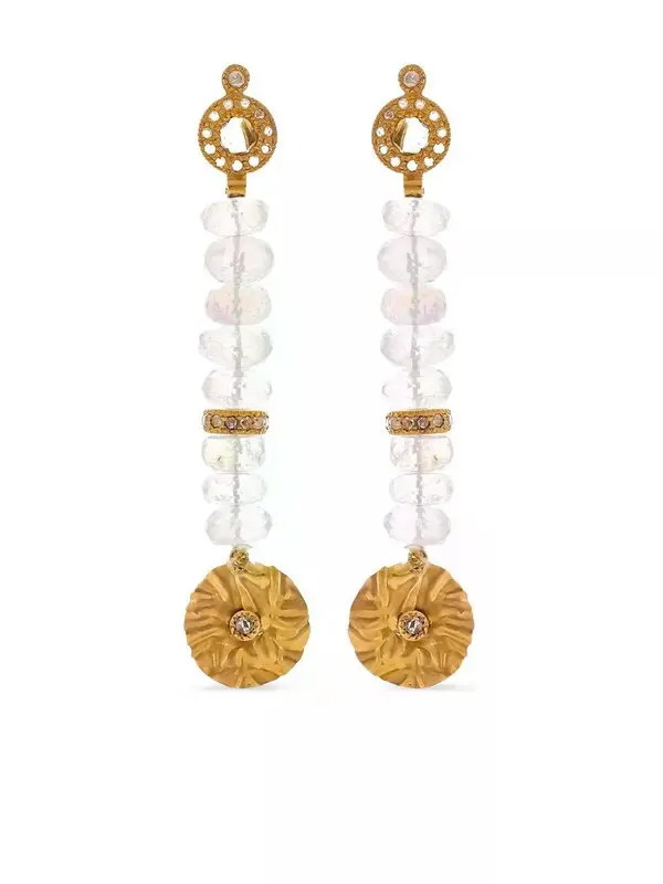Coomi Yellow Diamond, And Moonstone Drop Earrings - Gold