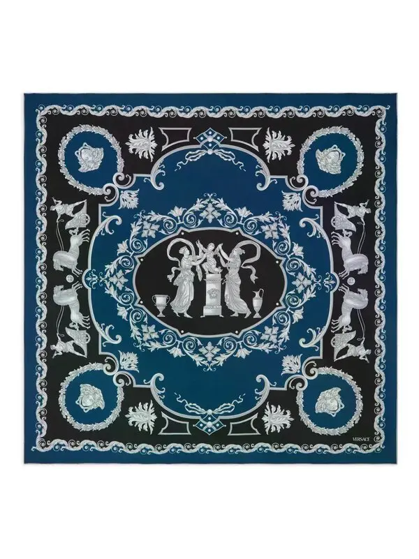 Versace Large Silk Scarf - Blue