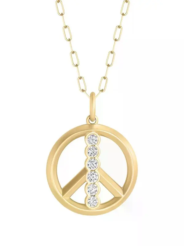 Phillips House 18k Yellow Peace Sign Diamond Necklace - Gold