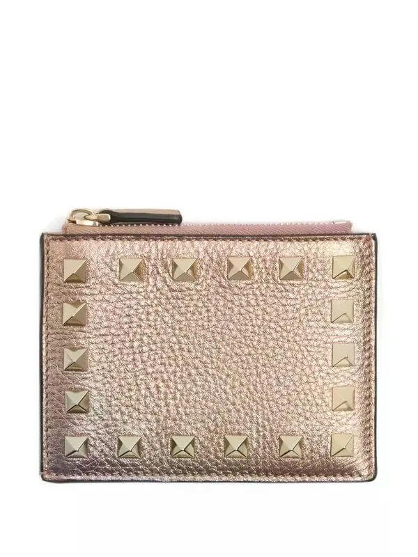 Valentino Garavani Rockstud Grainy Card Holder - Pink