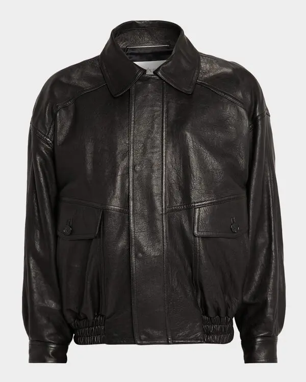 Saint Laurent Grained Leather Blouson Jacket - Nero