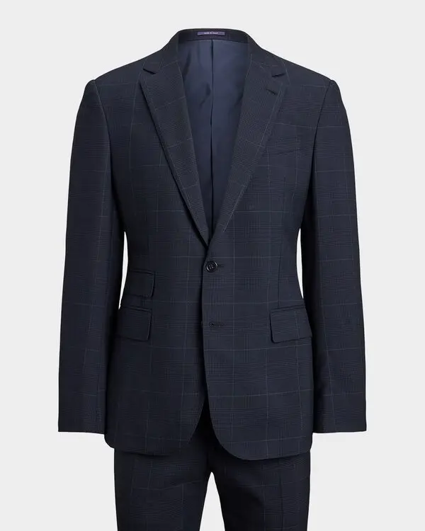 Ralph Lauren Kent Hand-tailored Glen Plaid Suit - Navy