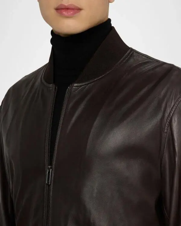 Emporio Armani Leather Knit-trim Jacket
