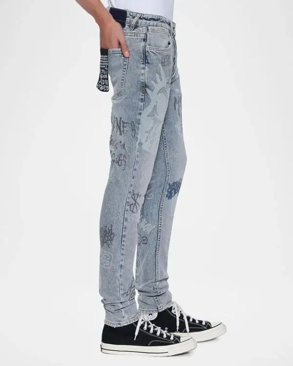 Ksubi Van Winkle Graffiti Print Skinny Jeans