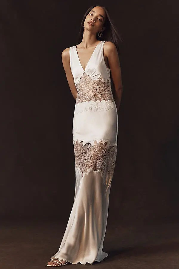 Shona Joy Weddings X Stratus Plunge-neck Maxi Dress - Ivory