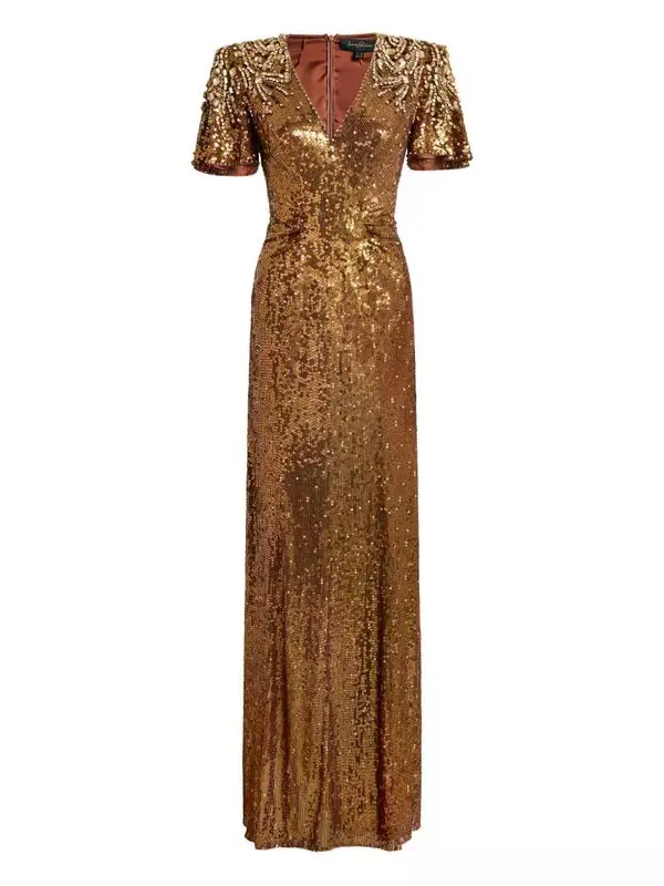 Jenny Packham Manon Sequin-embellished Dress - Gold