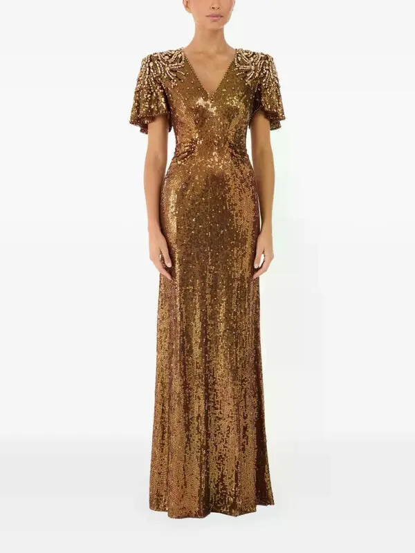 Jenny Packham Manon Sequin-embellished Dress - Gold