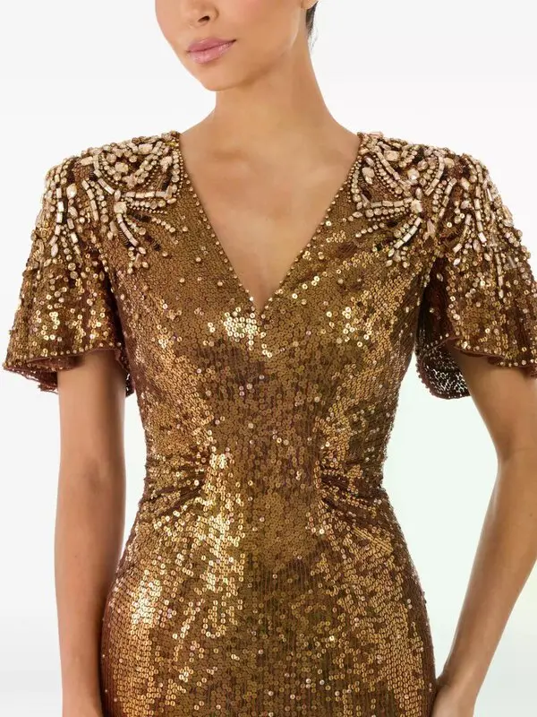 Jenny Packham Manon Sequin-embellished Dress - Gold