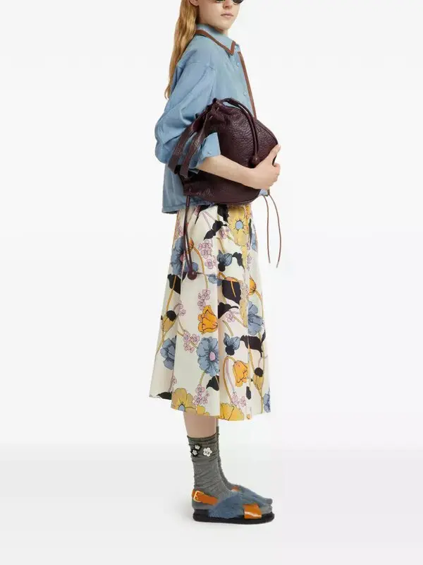 Marni Flared Floral Printed Midi Skirt