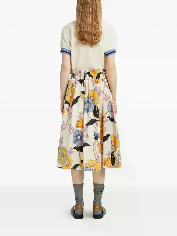 Marni Flared Floral Printed Midi Skirt