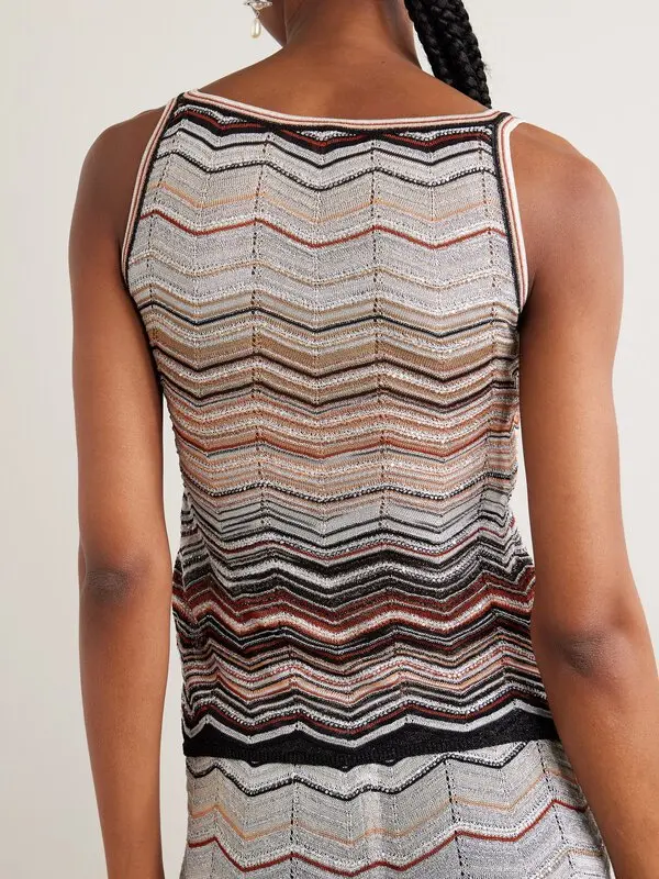 Missoni Sequined Metallic Crochet-knit Tank
