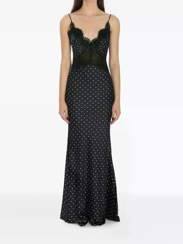 SELF-PORTRAIT Polka-dot Lace Maxi Dress - Black