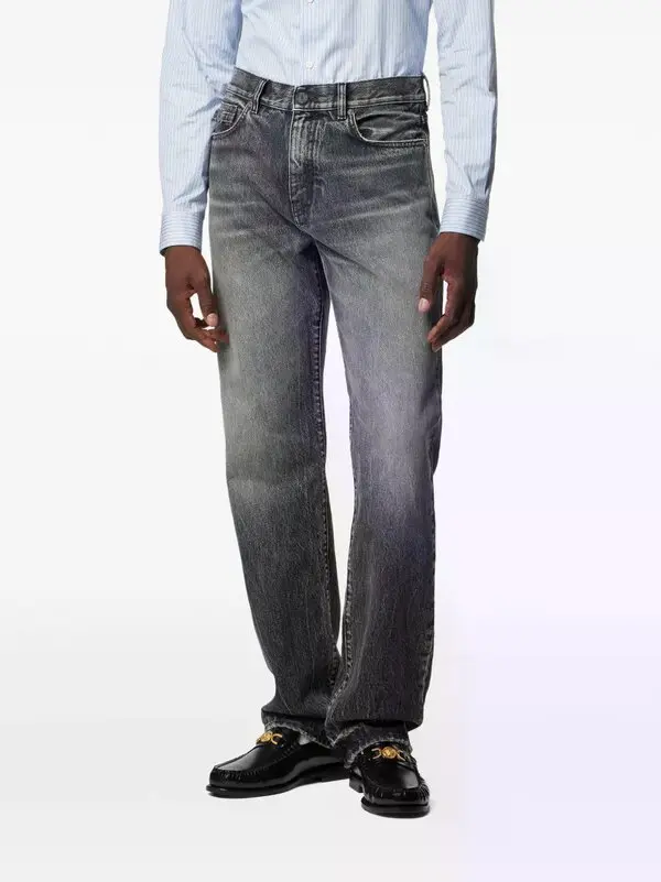 Versace Loose-fit Dark Stonewashed Jeans - Grey
