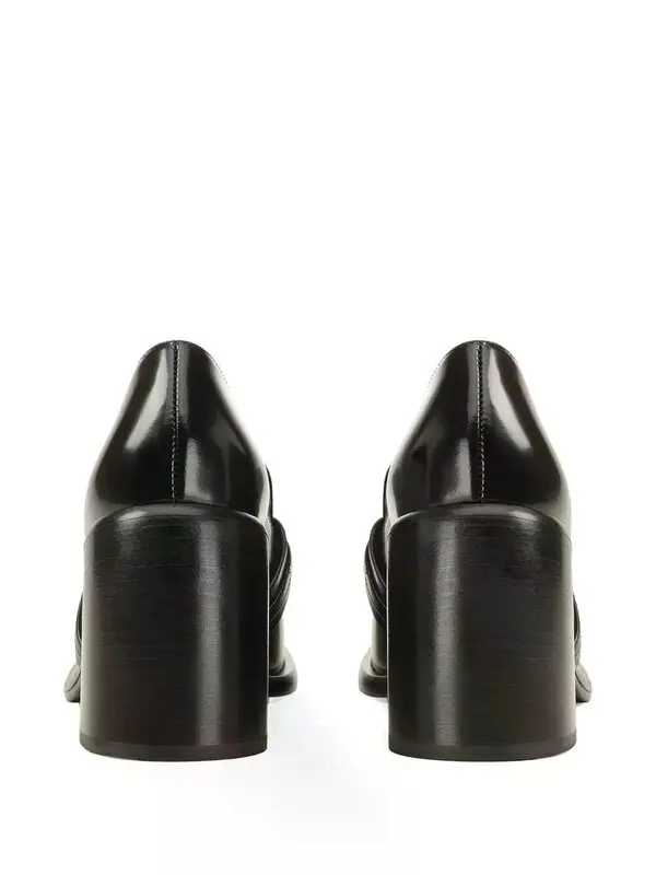 SERGIO ROSSI Leather Loafers With Block Heel - Black