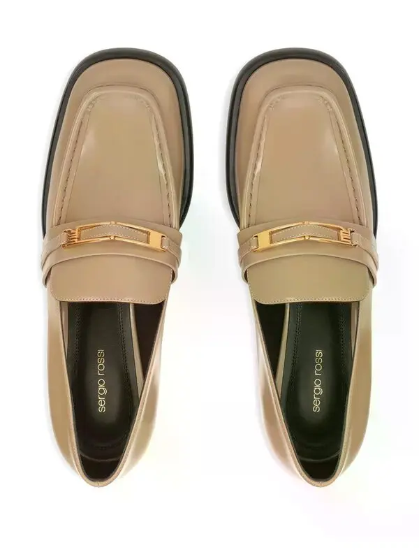SERGIO ROSSI Bitt Leather Loafers - Neutrals