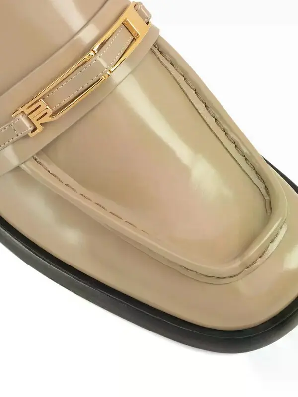 SERGIO ROSSI Bitt Leather Loafers - Neutrals